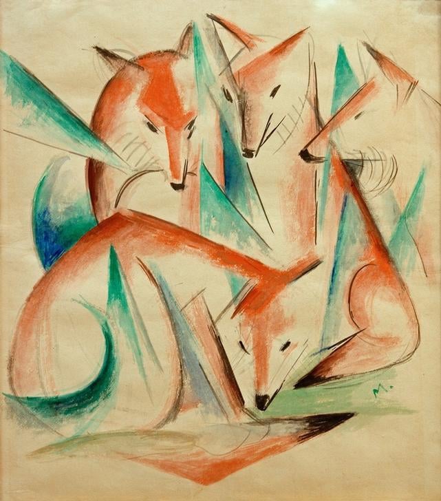 Four foxes by Franz Marc: Highest-quality art reproduction
