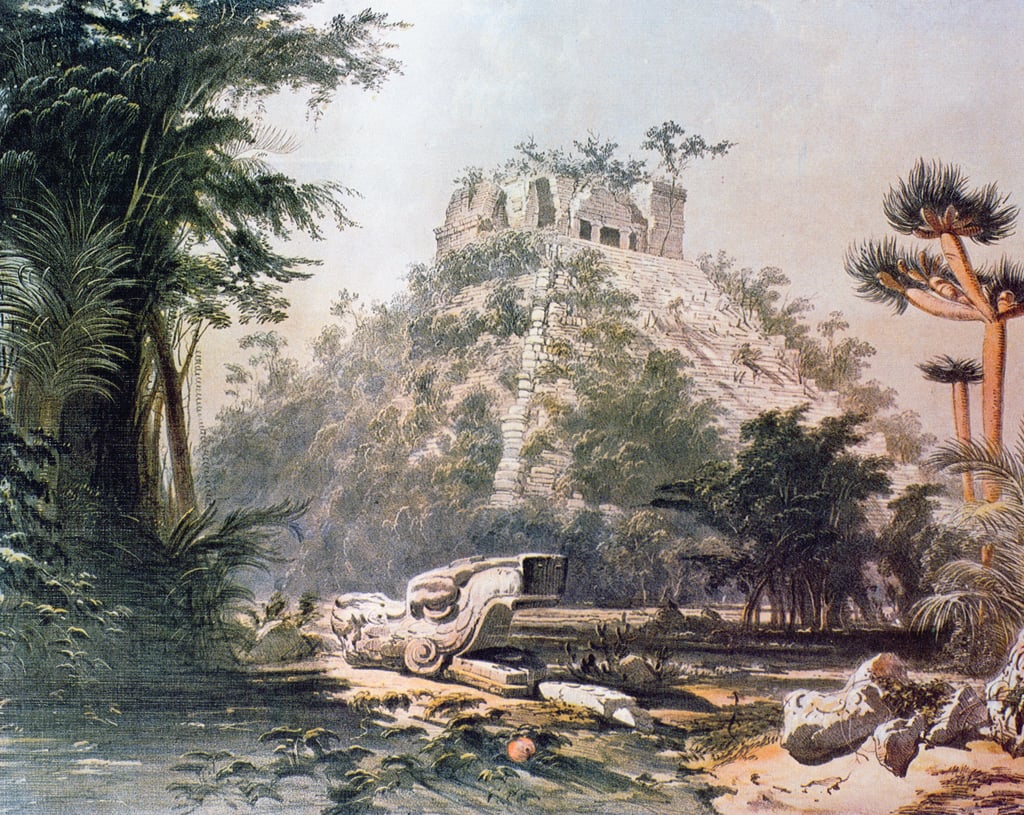 View of El Castillo, 1844 (coloured litho)