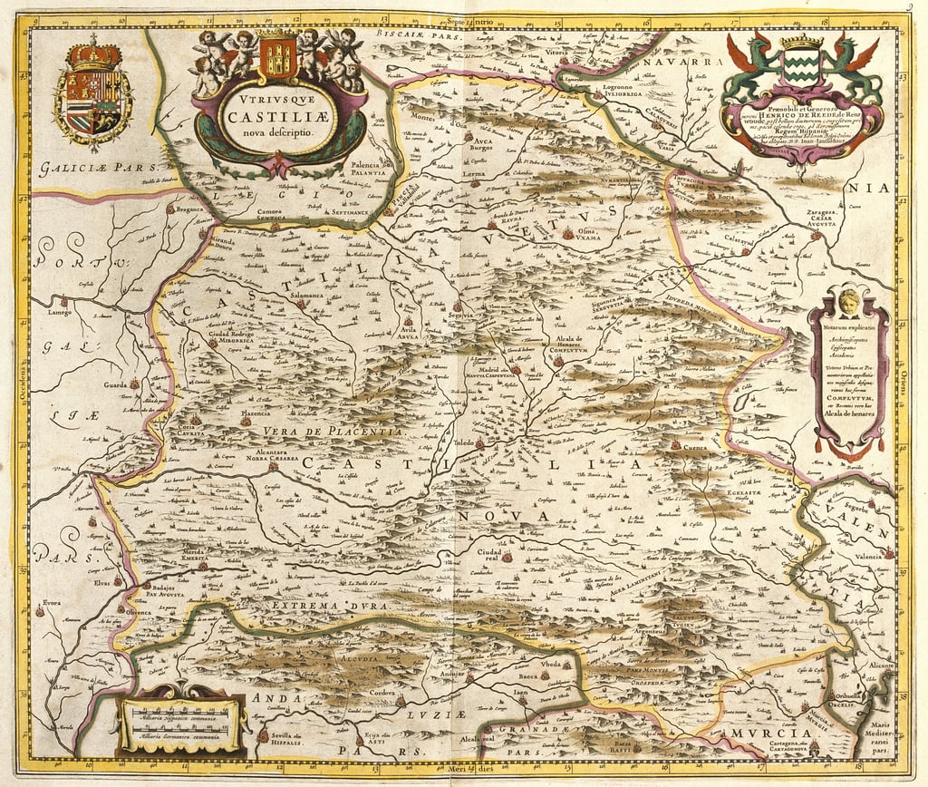 Map of the Kingdom of Castile (Spain) (etching