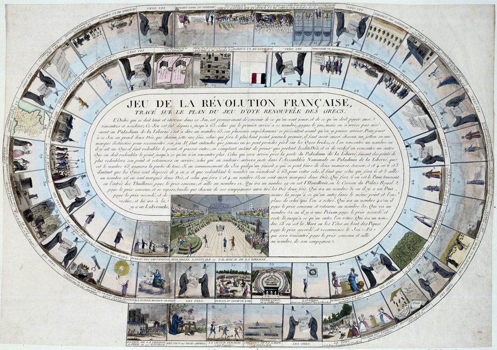 French Revolution: game of the goose at the end of the 18th century ...