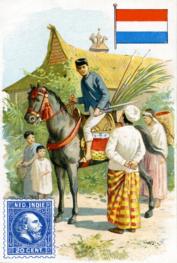Postman delivering a letter in the Dutch East Indies, late 19th century