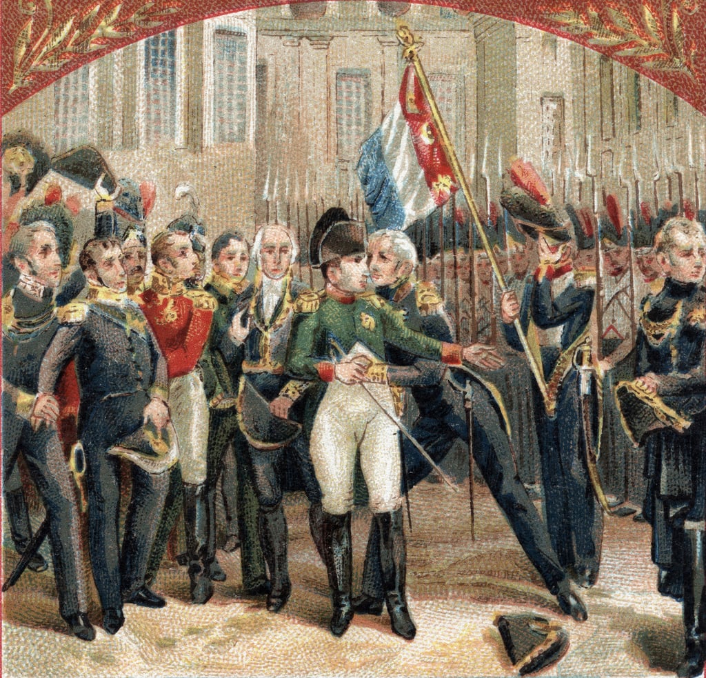 The farewell of Napoleon Bonaparte (1769-1821) has the imperiale guard ...