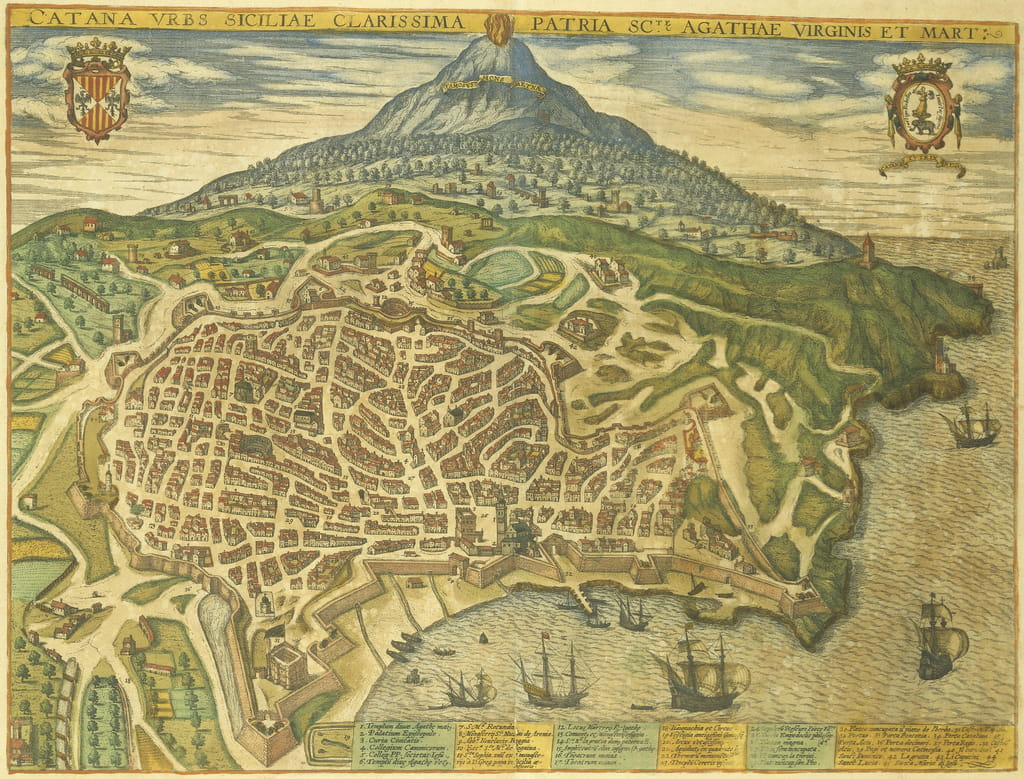 Map of Catania from Civitates Orbis Terrarum by Georg Braun
