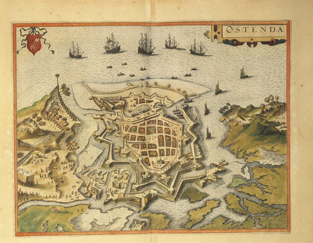 Map of Ostend from Civitates Orbis Terrarum by Georg Braun