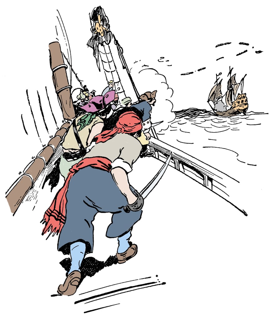 A pirate ship chasing a ship Illustration from “The boy's book of ...