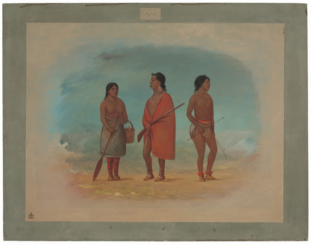 Botocudo Chief, His Wife, and a Young Man by George Catlin