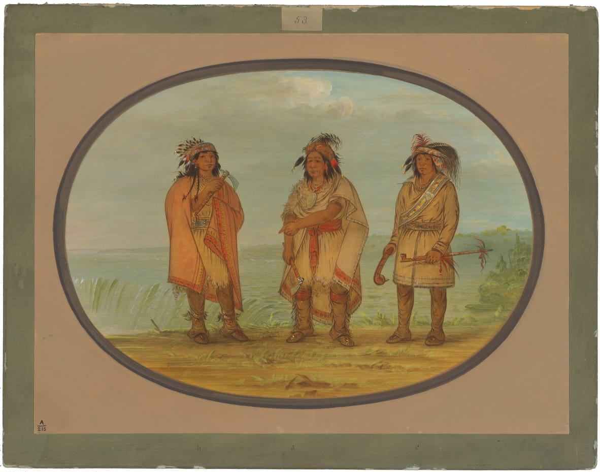 Seneca Chief, Red Jacket, with Two Warriors by George Catlin