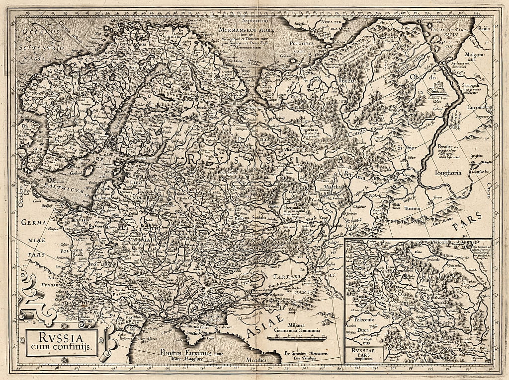 Russia cum Confinijs. Map of Russia, 1587.