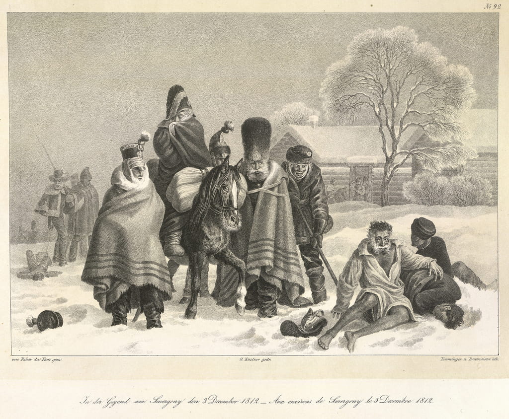 The Retreat from Moscow, 3rd December 1812, illustration from 'Blaetter ...
