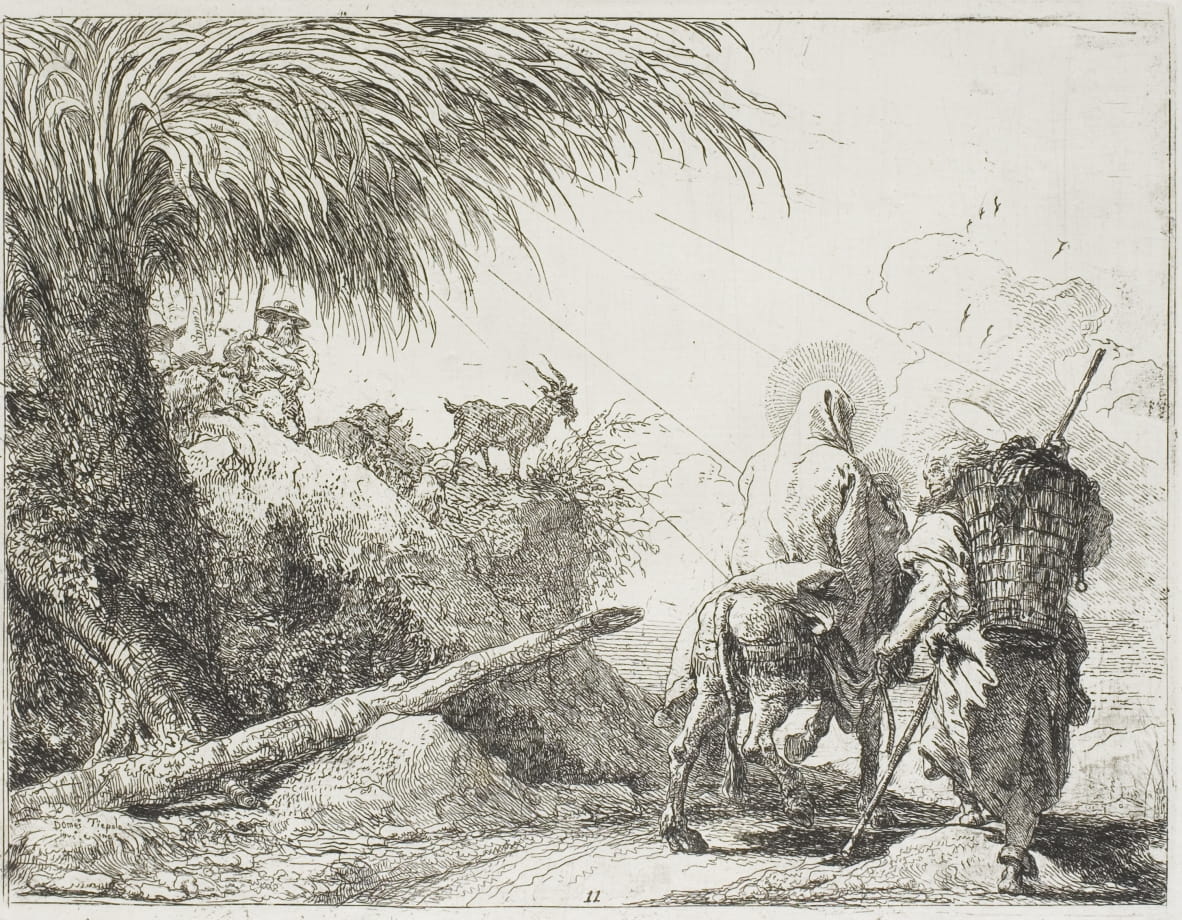 Joseph and Mary Passing a Shepherd and His Flock, plate eleven from The ...