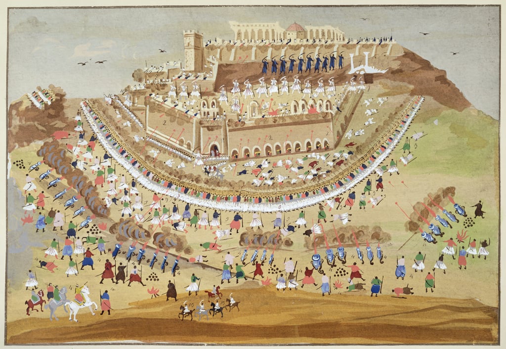 The Siege of Athens in 1827, from the Pictorial History of the Greek ...