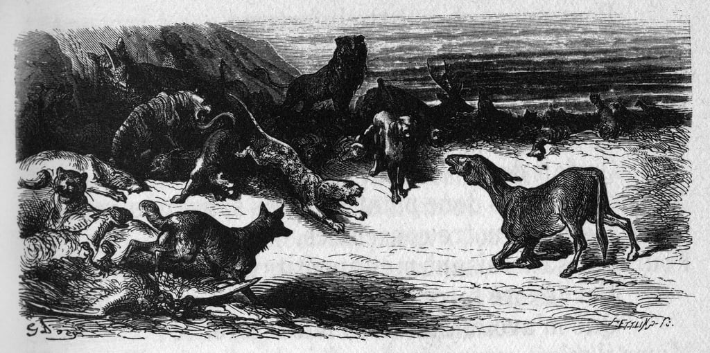 Animals sick of the Plague. Fables by Jean de La Fontaine (1621-95 ...