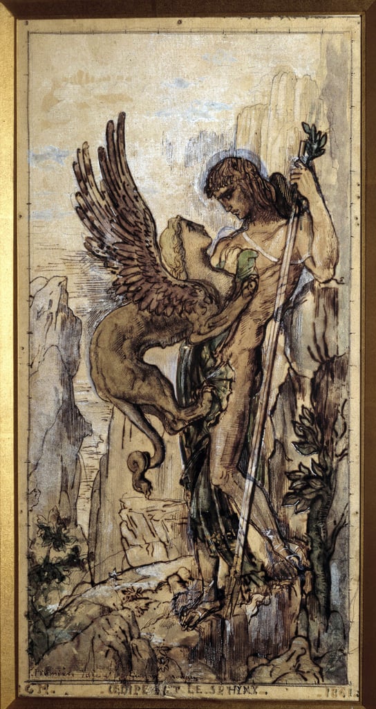 Oedipus and the Sphinx Painting by Gustave Moreau (1826-1898) 1861 Paris.
