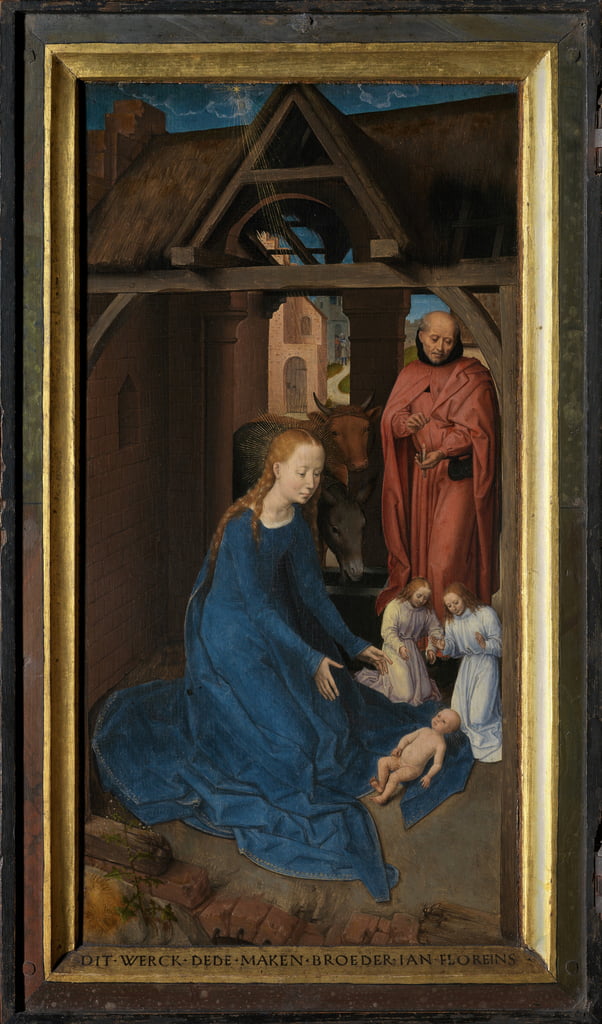 Left panel of the Triptych of Jan Floreins by Hans Memling