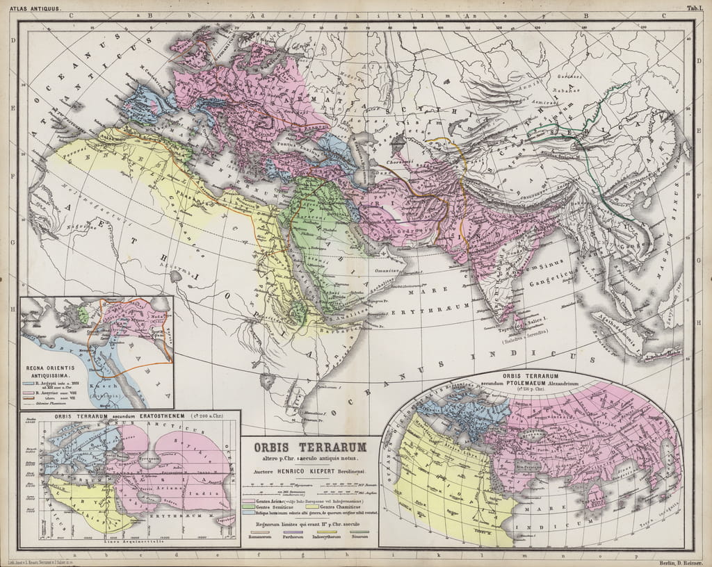 Maps showing the extent of realms of the known World in ancient times ...