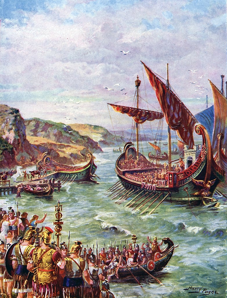 Departure of the Romans from Britain after the sacking of Rome in 410 ...