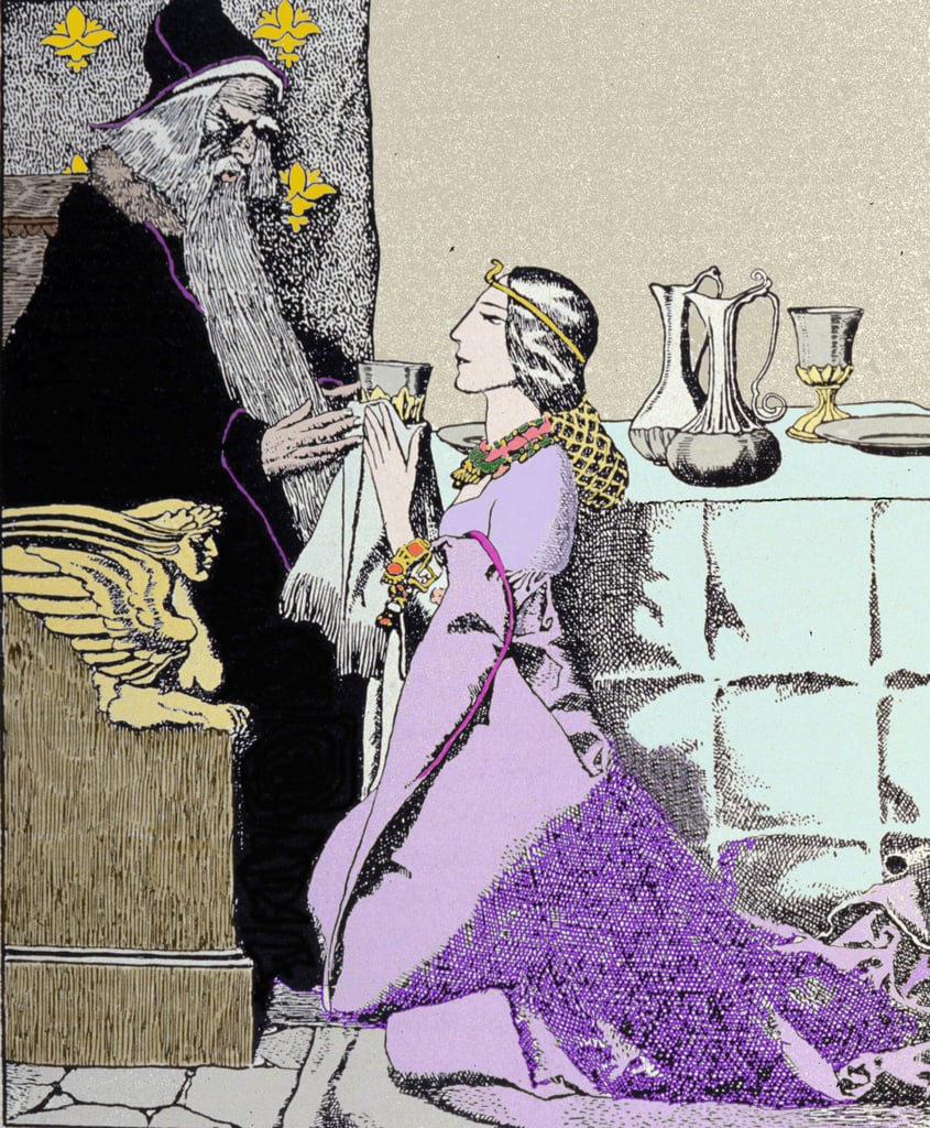 The Viviane fee captivates Merlin the Enchanter. Illustration by Howard ...