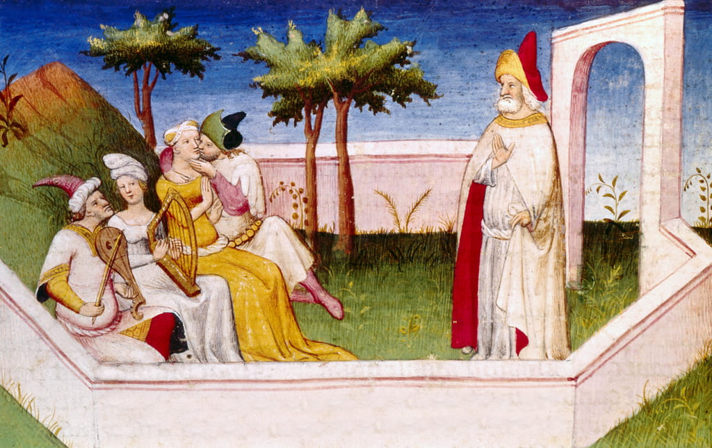 Paradise Garden, illustration from 'The Travels of Marco Polo', by ...