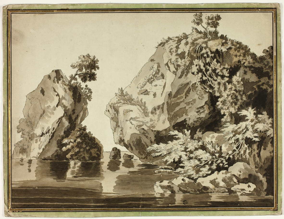 Rocks and Water by Jacob Philipp Hackert: Fine art print
