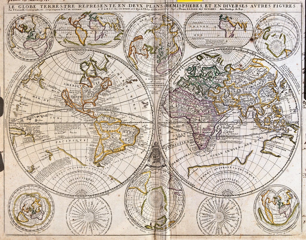 Map of the World (etching by Jean Baptiste Nolin