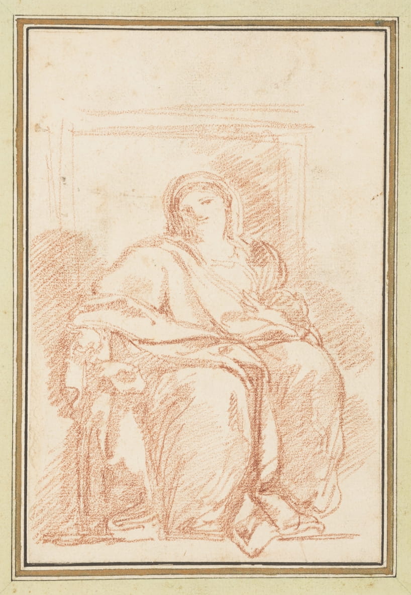 Seated female figure in robes by Jean Robert Ango