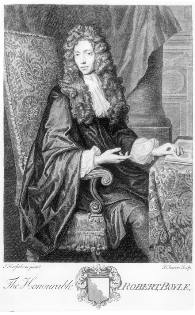 The Honorable Robert Boyle (1627-91) engraved by B. Baron