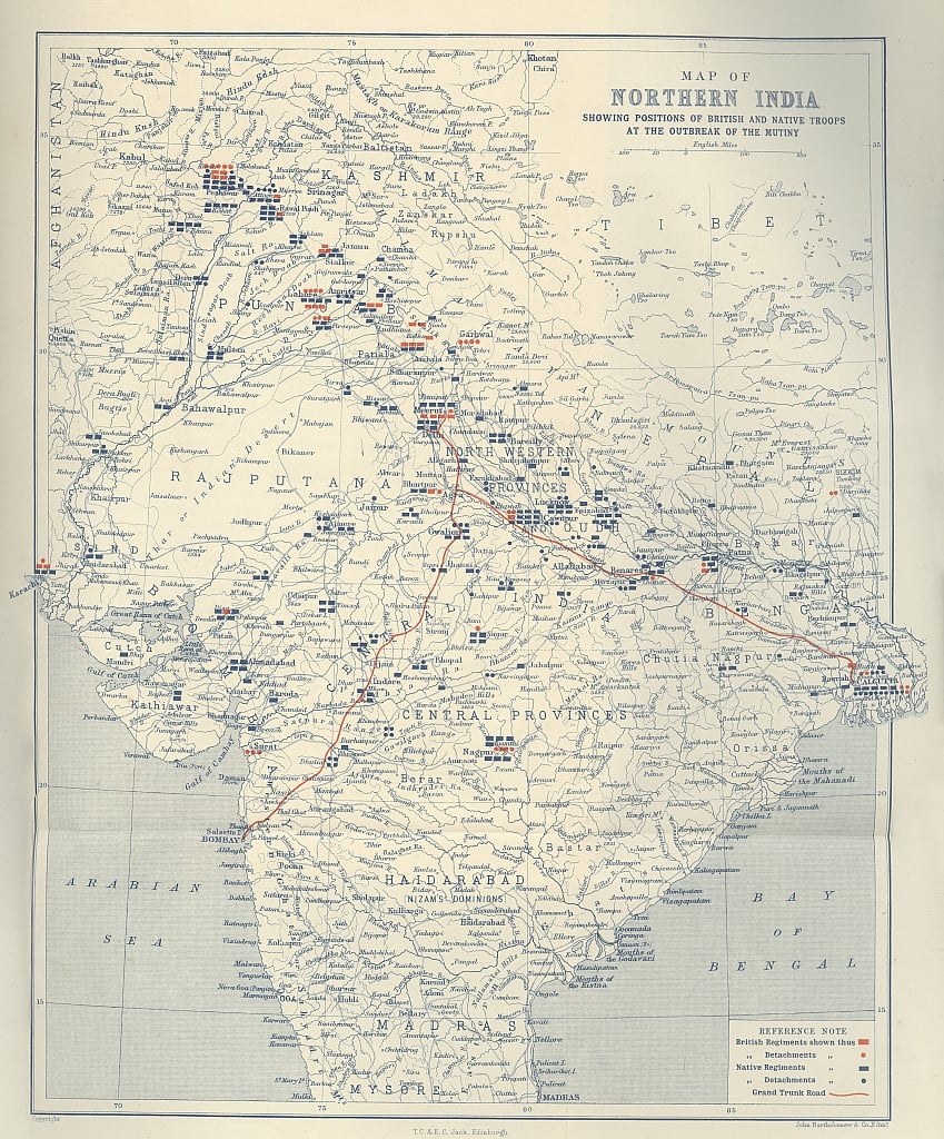 Map of Northern India, 1901. by John Bartholomew