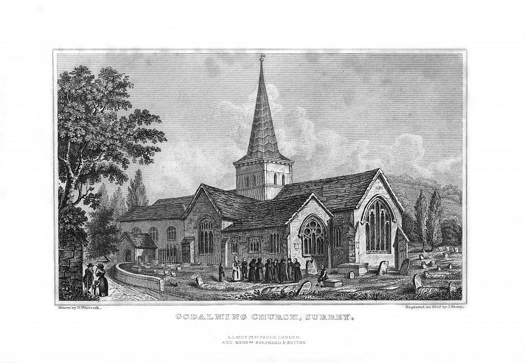 Godalming Church, Surrey, 1829. by John Shury
