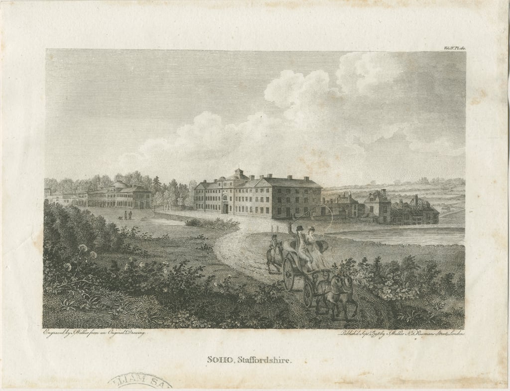 Soho Manufactory: steel engraving, nd [c 1798]