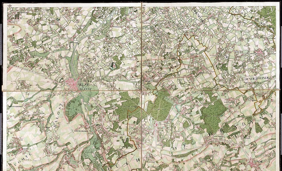 Map of Aelst ou Alost - Aalst, Belgium by Joseph de Ferraris