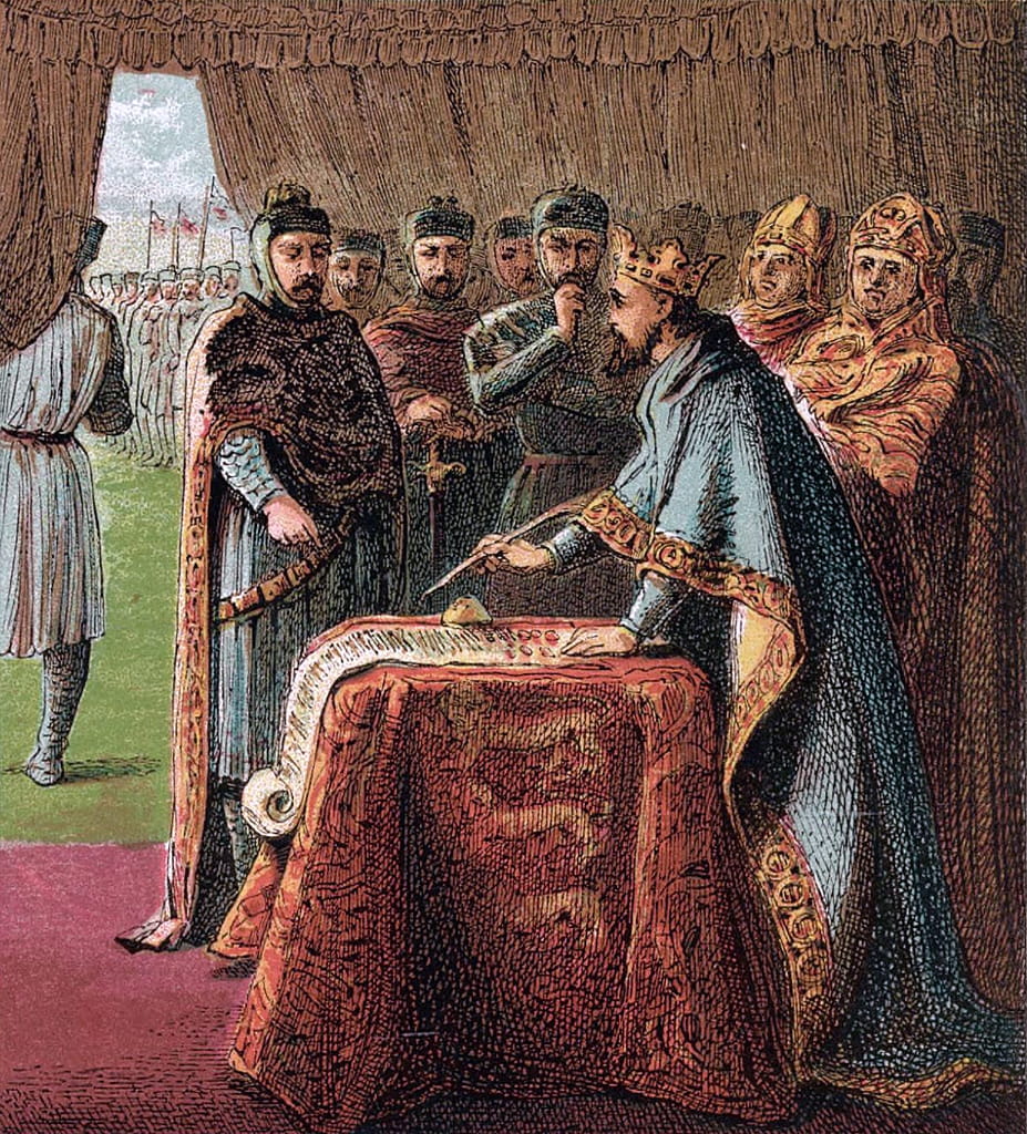 King John of England signs the Magna Carta From: Pictures of English ...