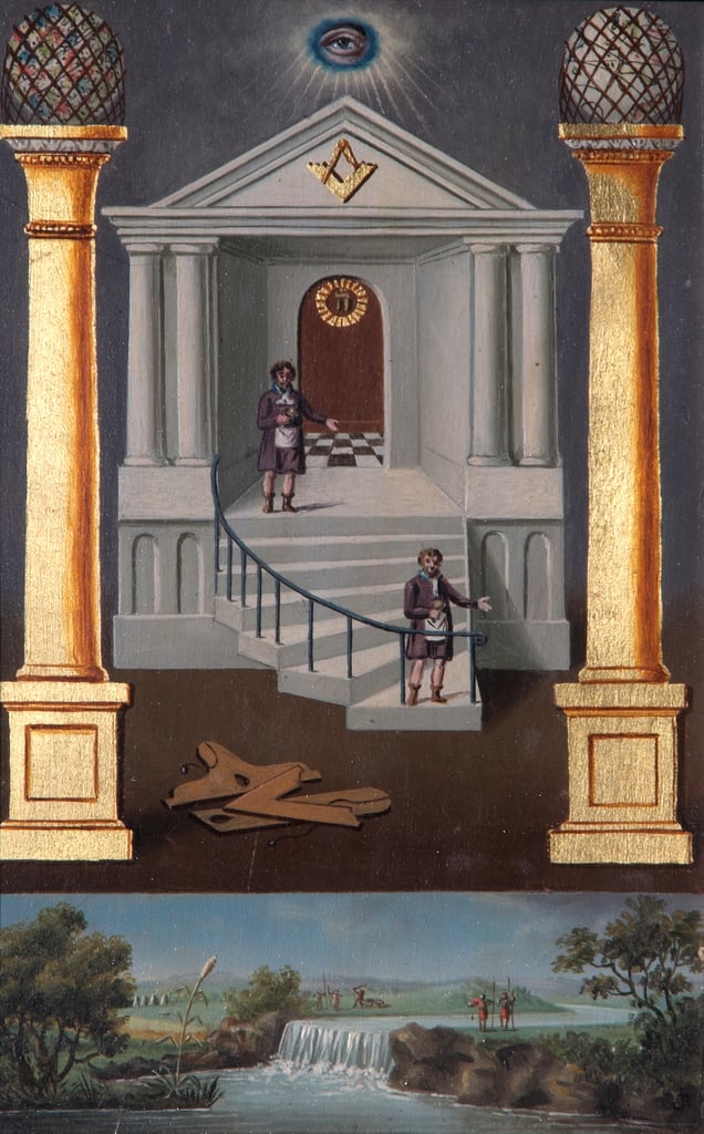 Second degree masonic tracing board, 1819 by Josiah Bowring
