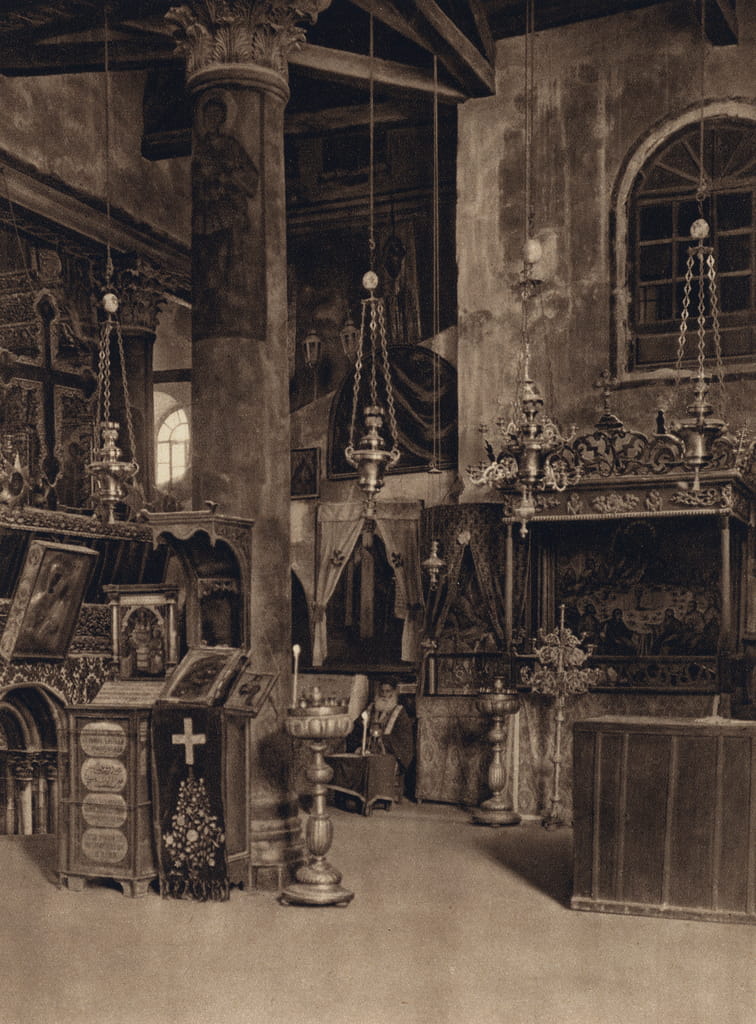 Bethlehem, Entrance to the Grotto of the Nativity (b/w photo)