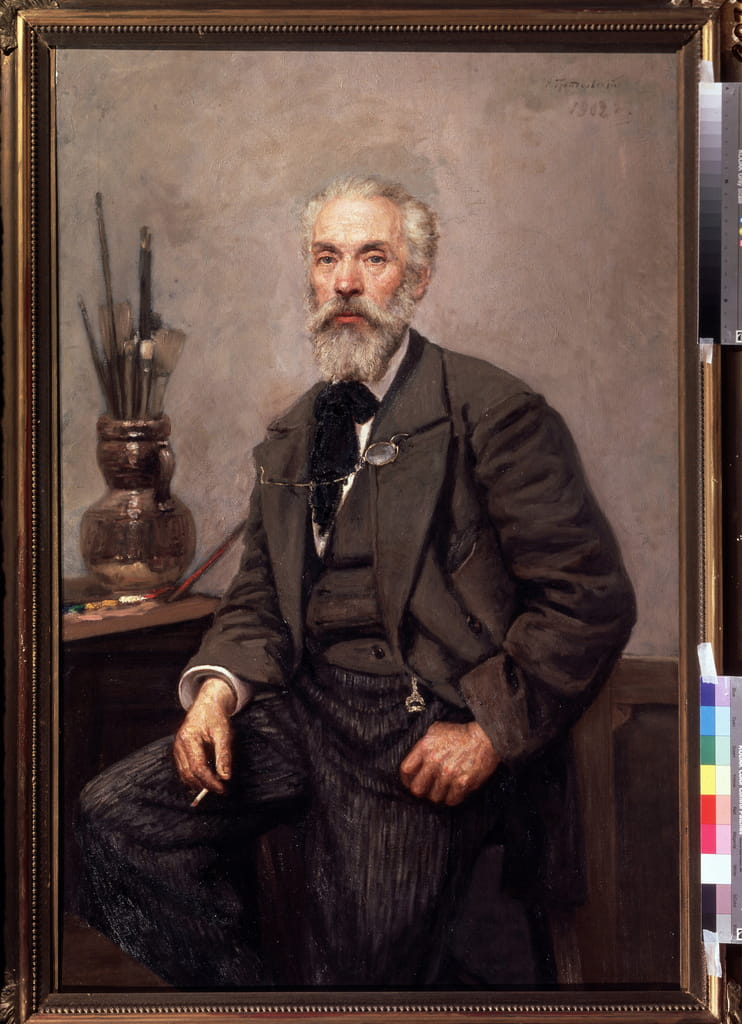 Portrait of the Artist K. Savitsky (1844-1905). Painting by Nikolai ...