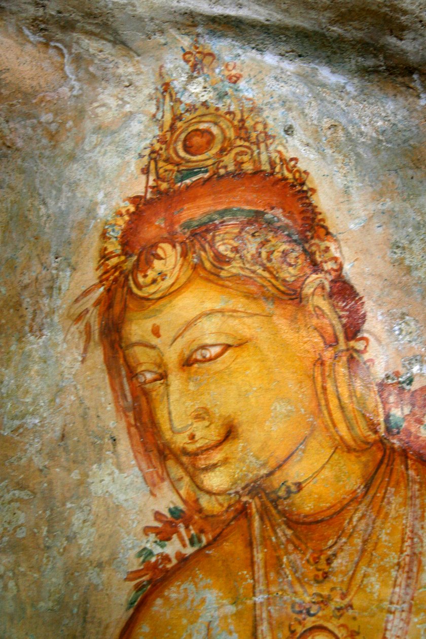 Fresco on the Wall of Sigiriya Rock, Matale District, Sri Lanka