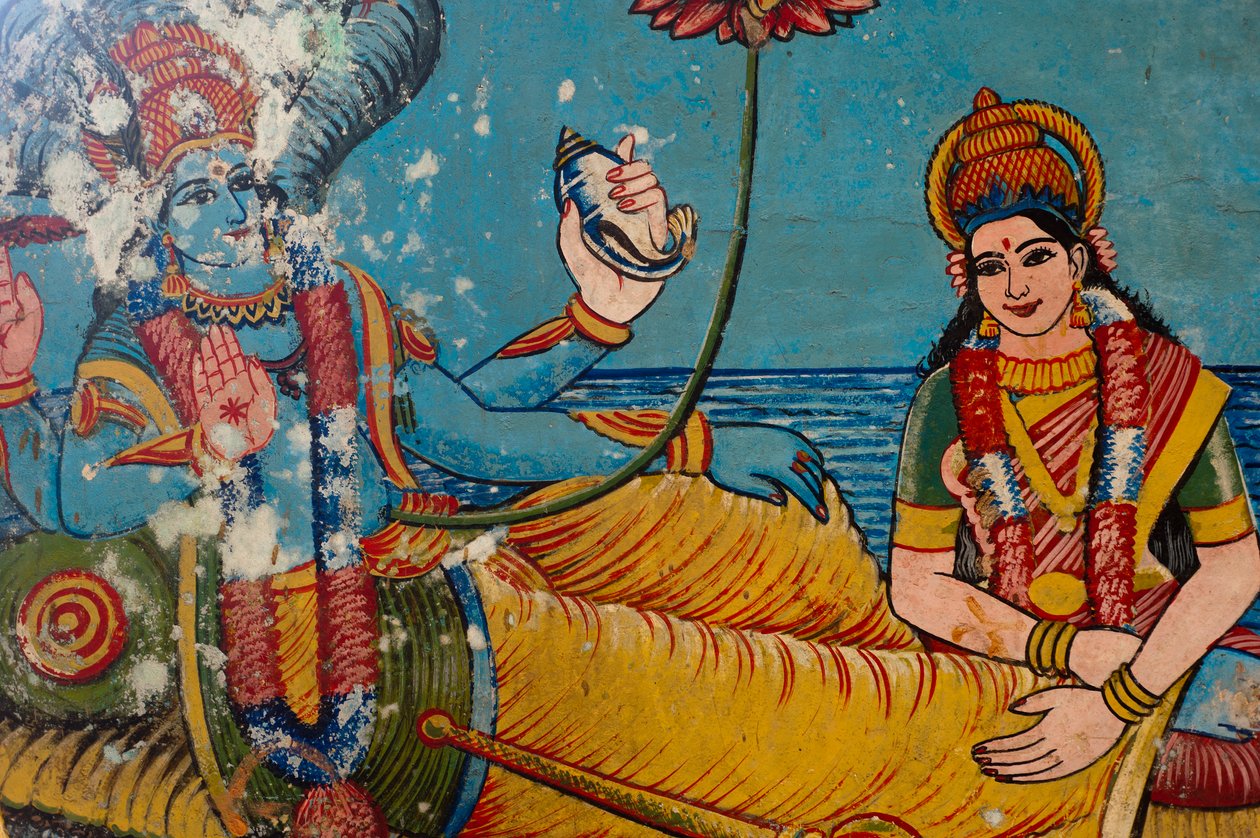 Painting of Hindu Deities on the Wall of a Temple, Sangamankanda, Sri Lanka