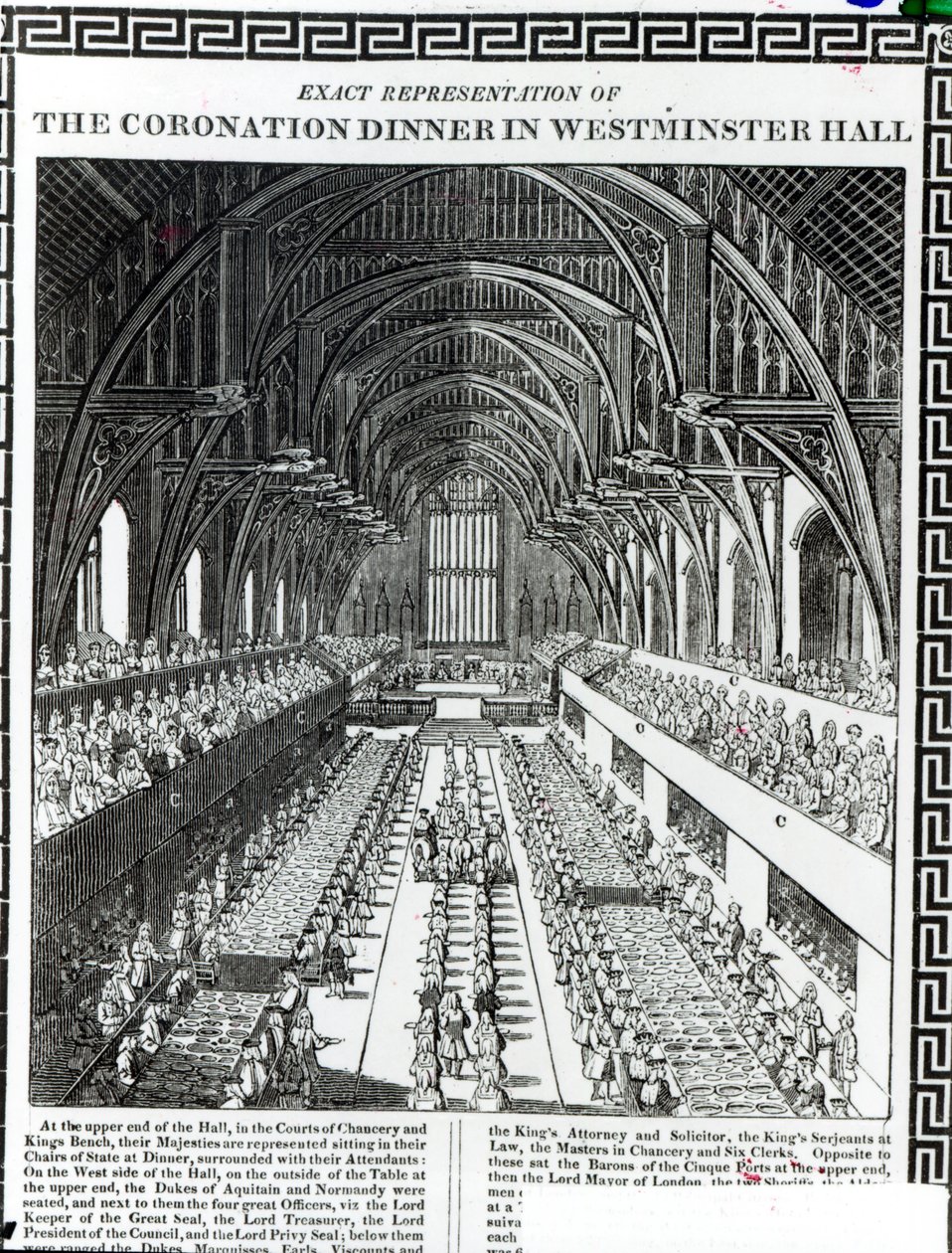 The Coronation Banquet in Westminster Hall (from a book commemorating ...
