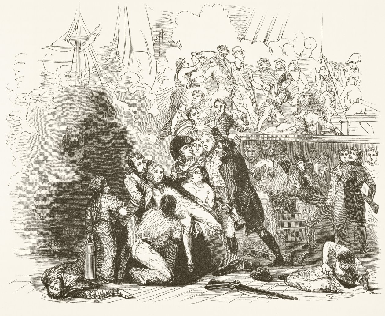 The Death of Lord Nelson at the Battle of Trafalgar, from 'The National ...