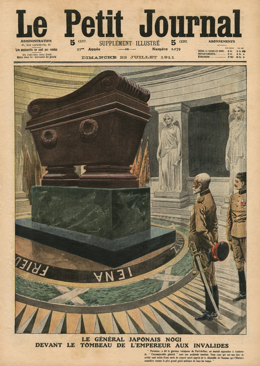 The Japanese General Count Maresuke Nogi before the tomb of Emperor ...