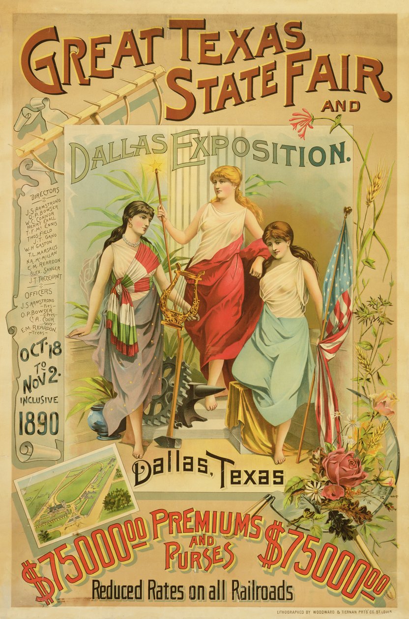 Great Texas State Fair Poster, 1890 by American School