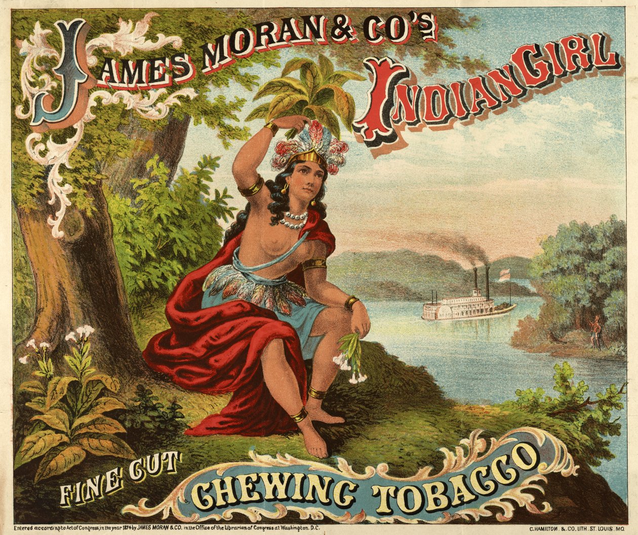 James Moran & Co.'s Indian Girl Fine Cut Chewing Tobacco