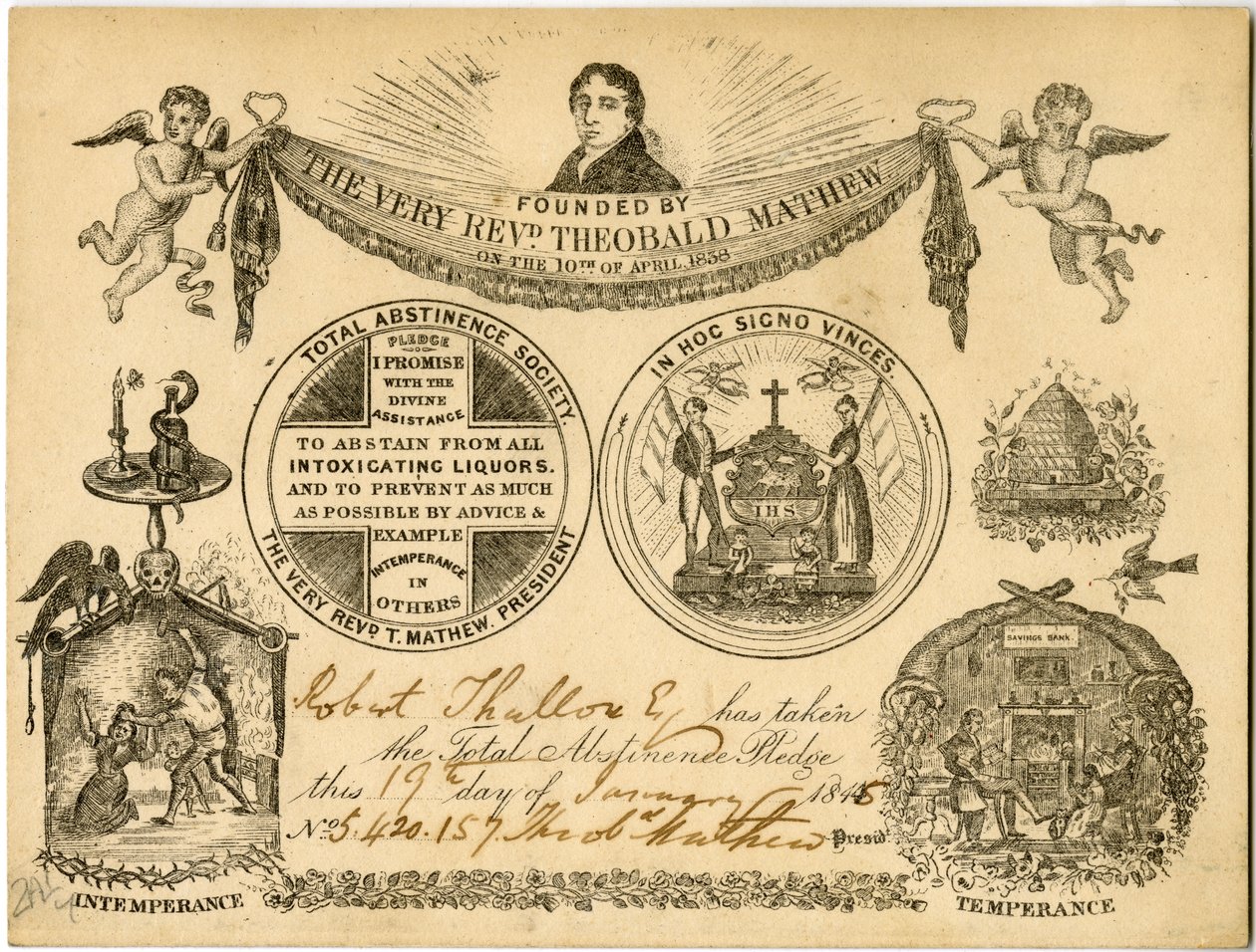 Total Abstinence Society Total Abstinence Pledge card for Robert ...