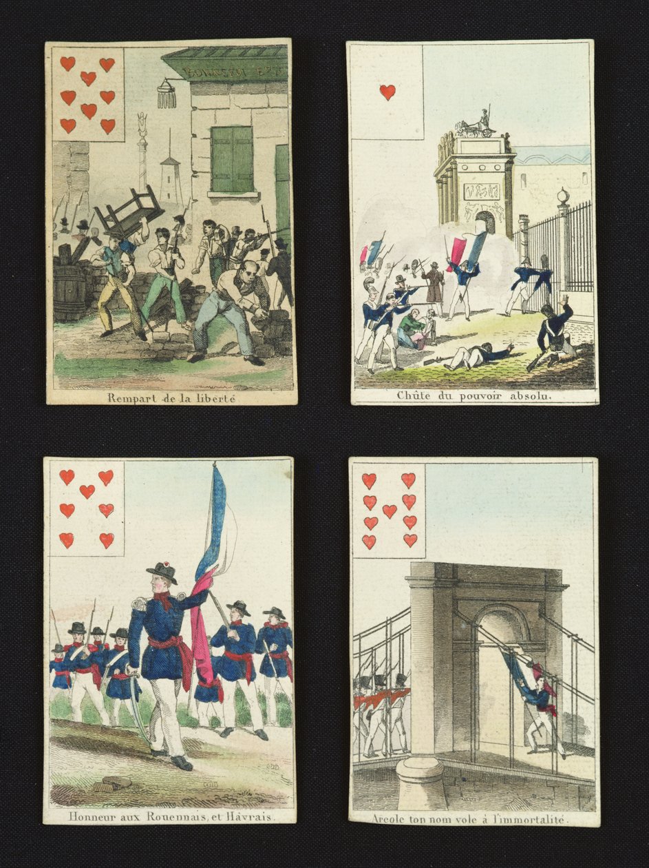Four Playing Cards Commemorating the Heroes of July 1830
