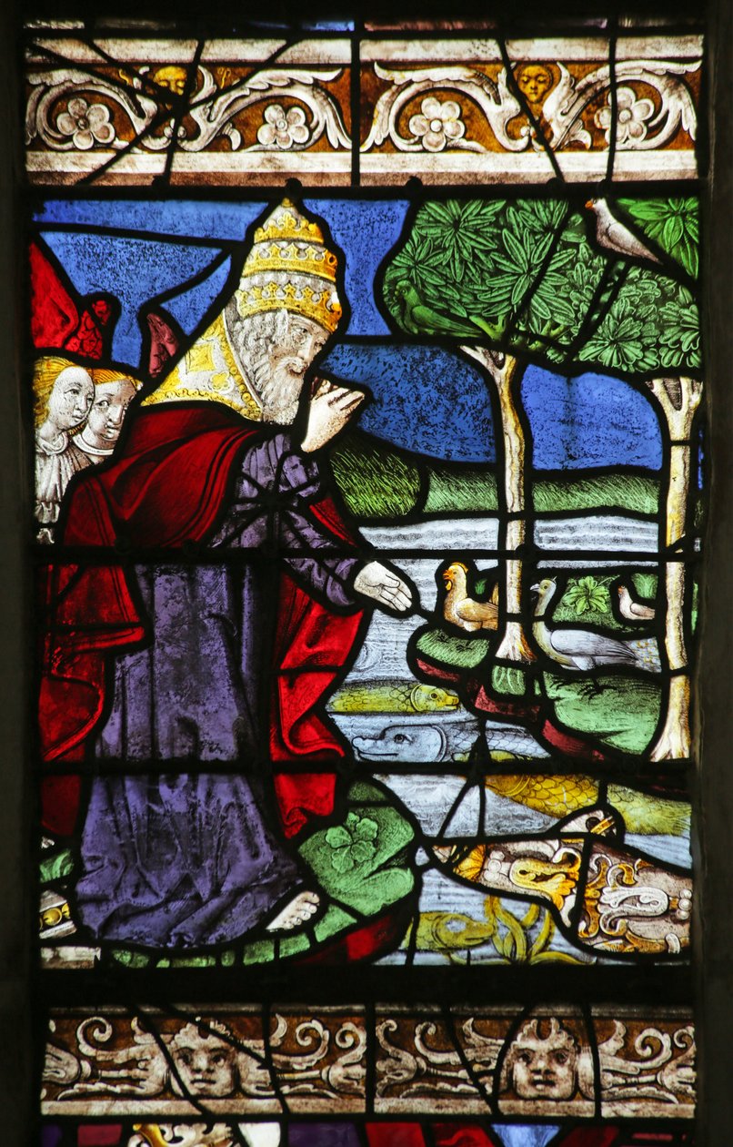 Window depicting Creation of the Fish and Fowl