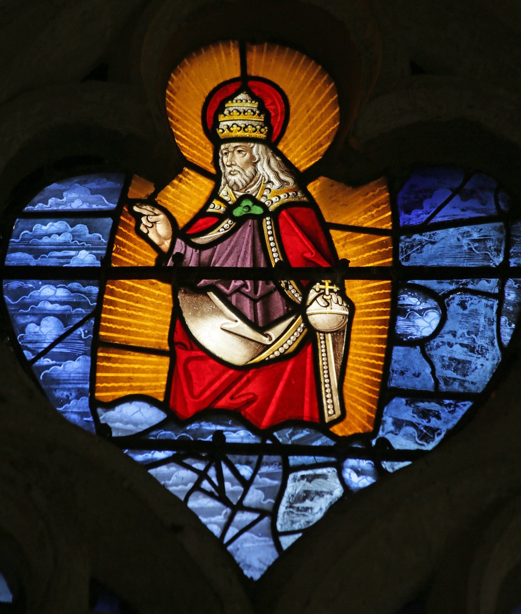 Window depicting God the Father with Orb and Papal Tiara