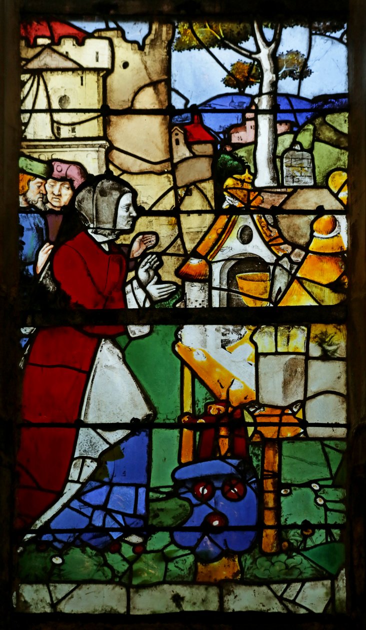 Window depicting Tabernacle built by bees for the Sacrament