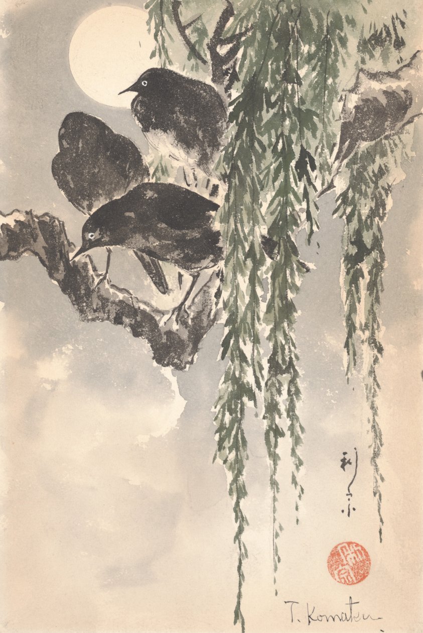 Three crows by Japanese School: Premium art reproduction