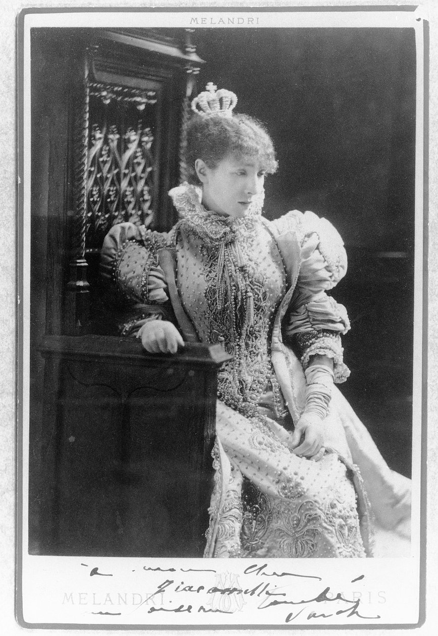 Sarah Bernhardt (1844-1923) in the role of Marie de Neubourg in 'Ruy ...