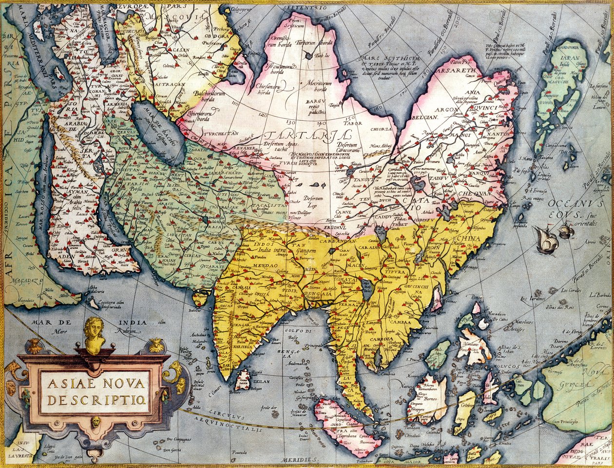 Asia: Map of the Continent Including Japan and the East Indies with ...