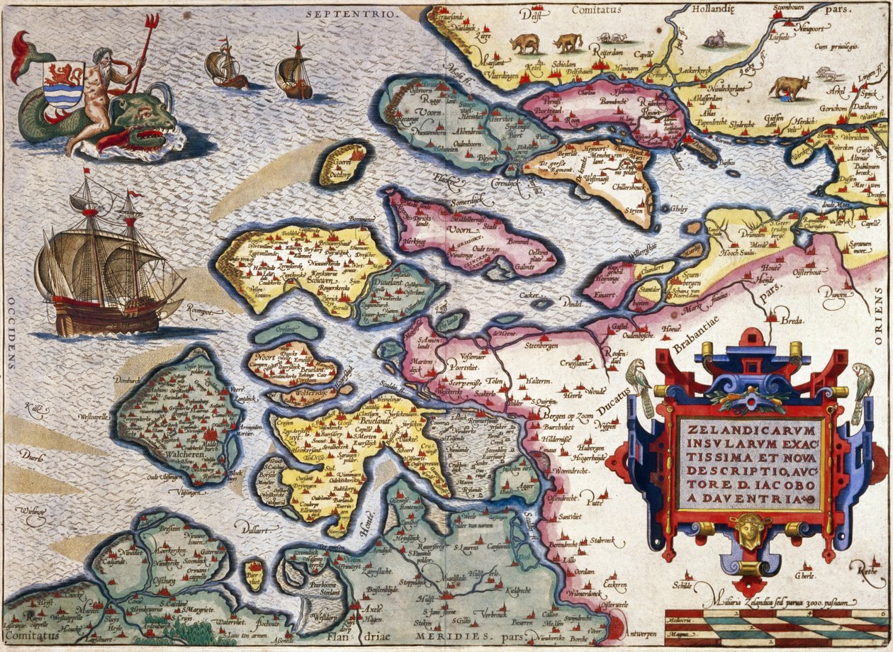 Map of Zeeland by Abraham Ortelius: Premium art reproduction